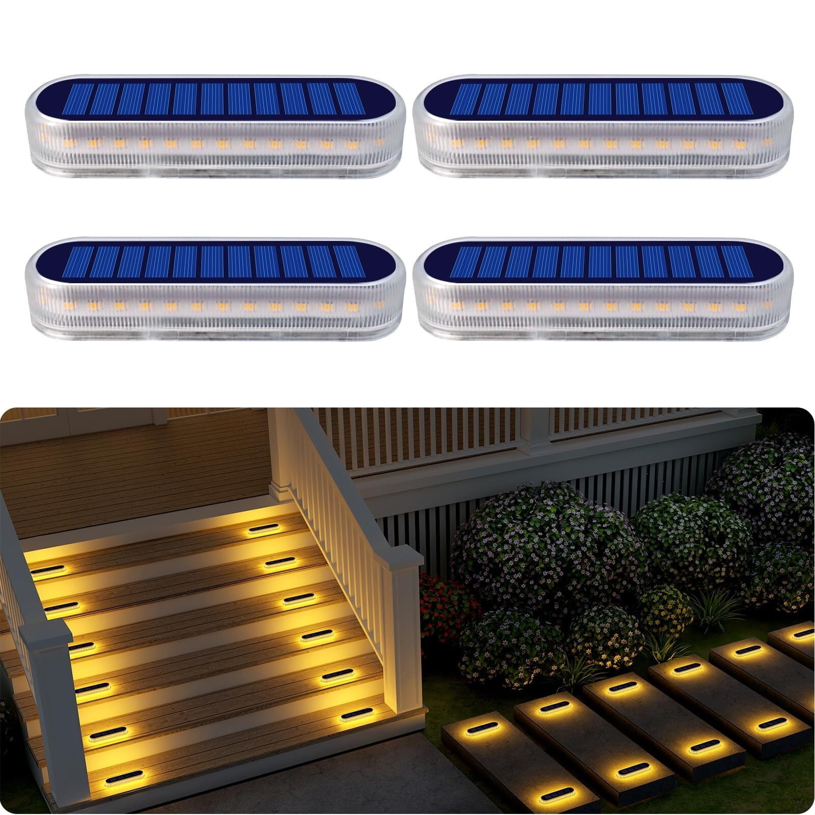 Solar Deck Lights, 6 Pack Waterproof LED Path Lights, Outdoor Solar ...