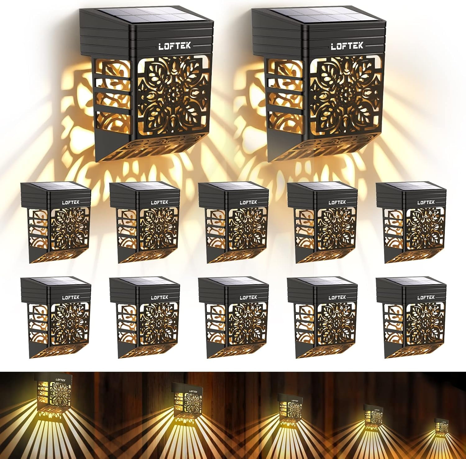 Solar Deck Lights, 8 Pack Solar Fence Lights, Outdoor Patio Decorative ...