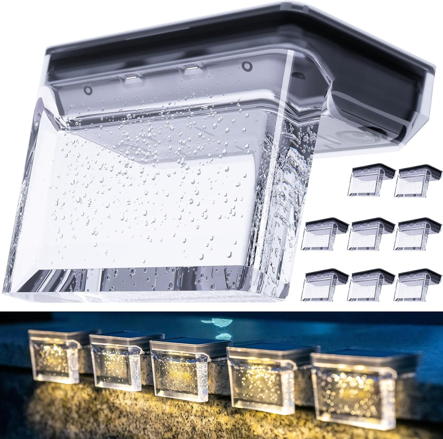Solar Deck Lights 8 Pack, Solar Step Lights IP65 Waterproof Solar ...