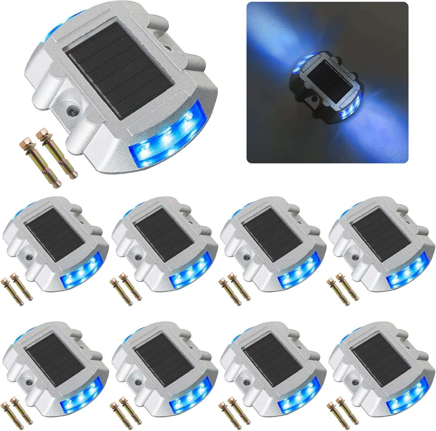 Solar Deck Lights Driveway Dock Lights 8 Pack, Outdoor LED Solar ...