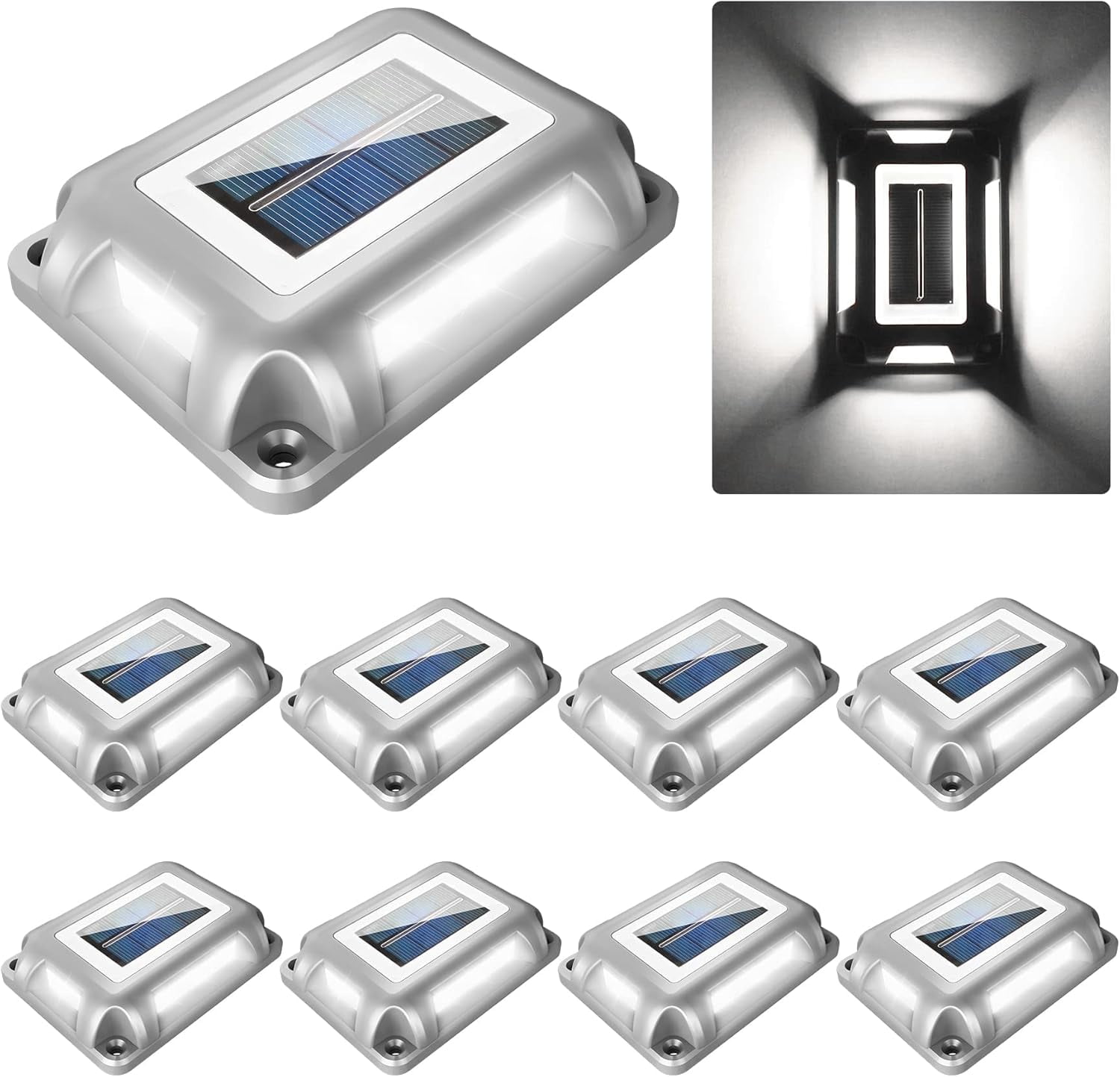 Solar Deck Lights Driveway Dock Lights- 8 Packs Waterproof 1200mAh ...