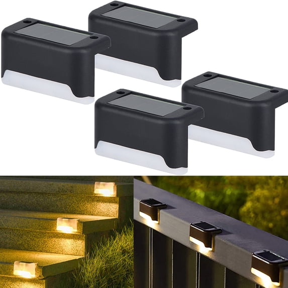 Solar Deck Lights Outdoor, 4 Pcs Solar Step Lights, Waterproof LED ...