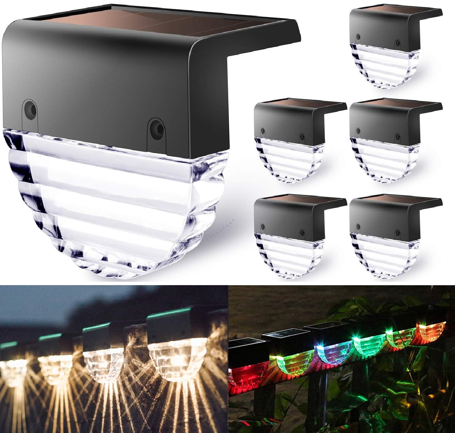 Elemore Solar Deck Lights Outdoor 6 Pack, Waterproof LED, Patio/Garden ...