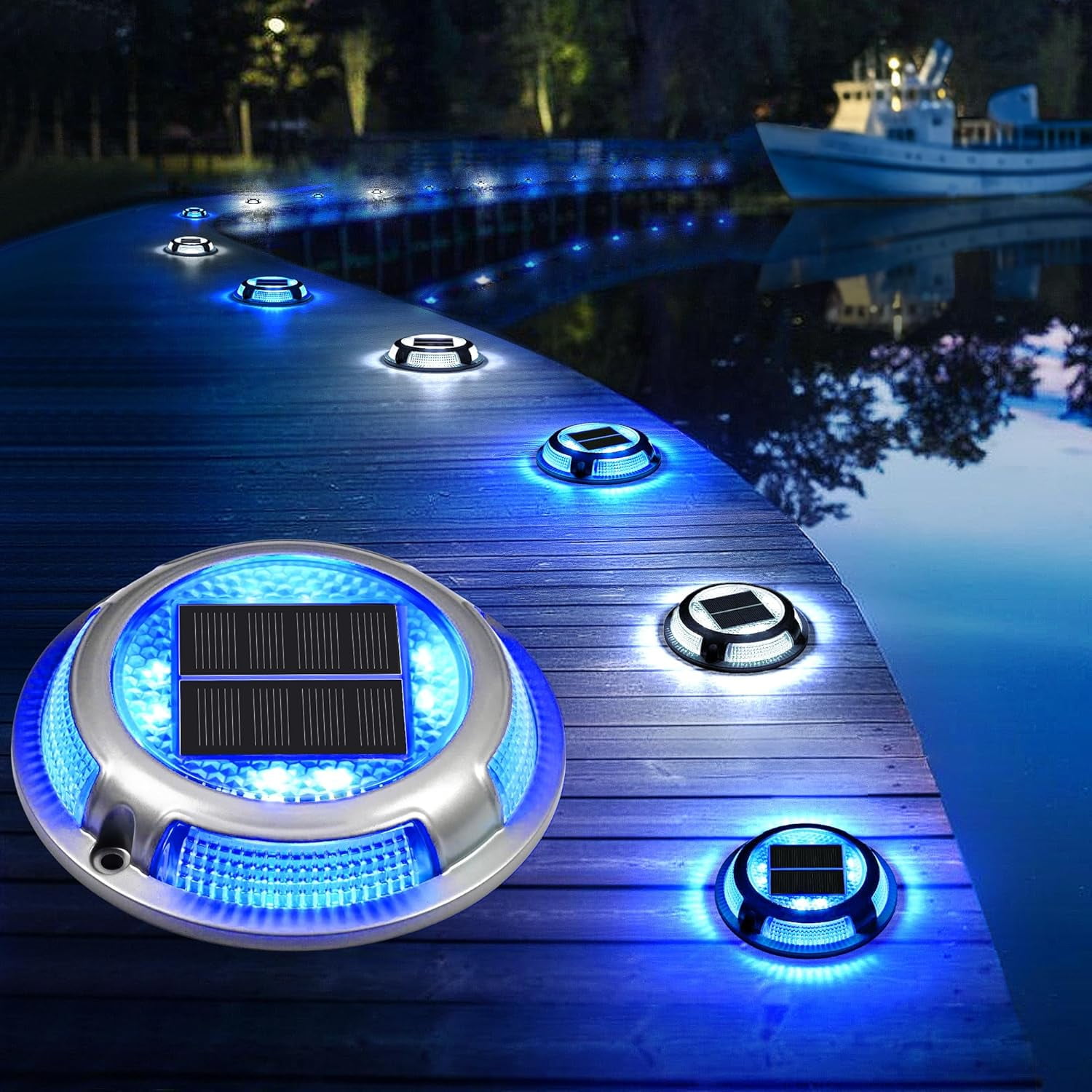 Solar Deck Lights for Driveway Dock, Outdoor Solar Lights 8 Pack ...