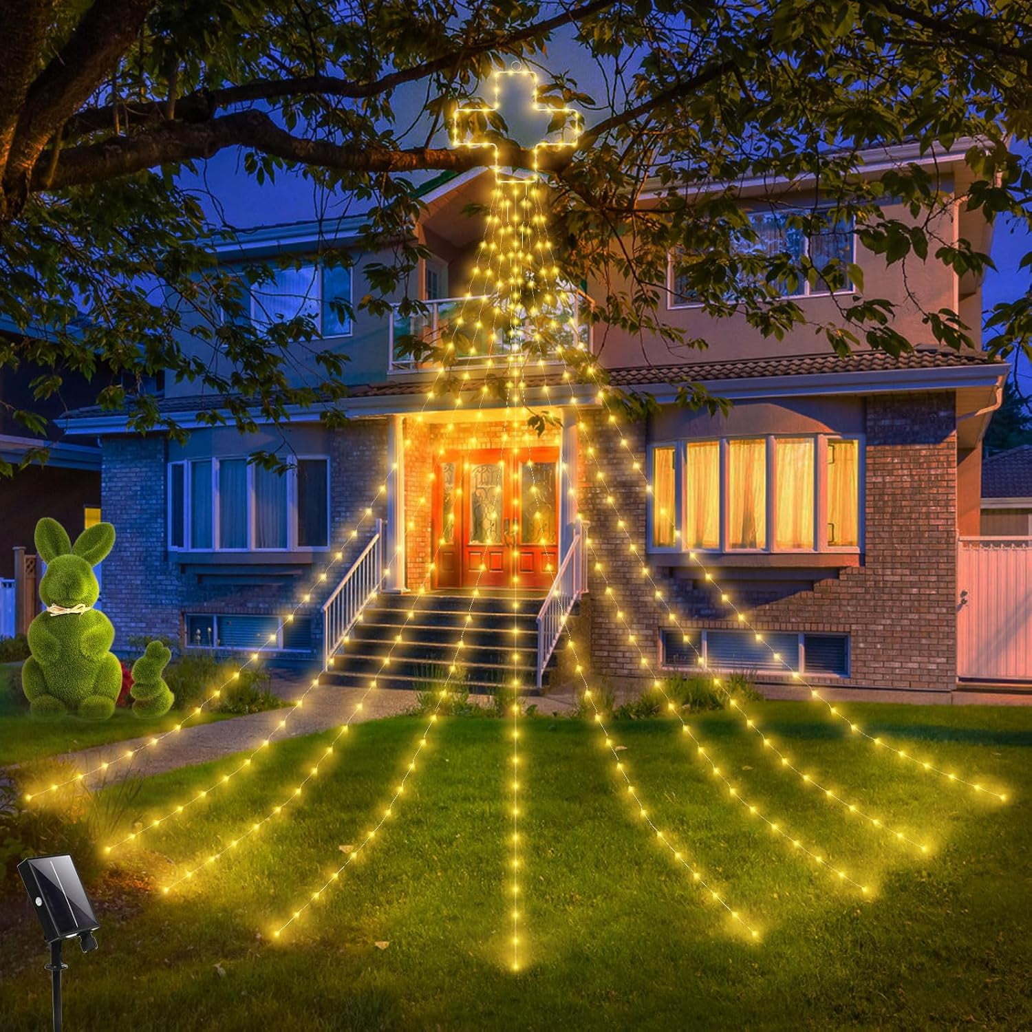 Solar Decorations Outdoor Lights 15ft 360 LED Waterfall Tree Light ...
