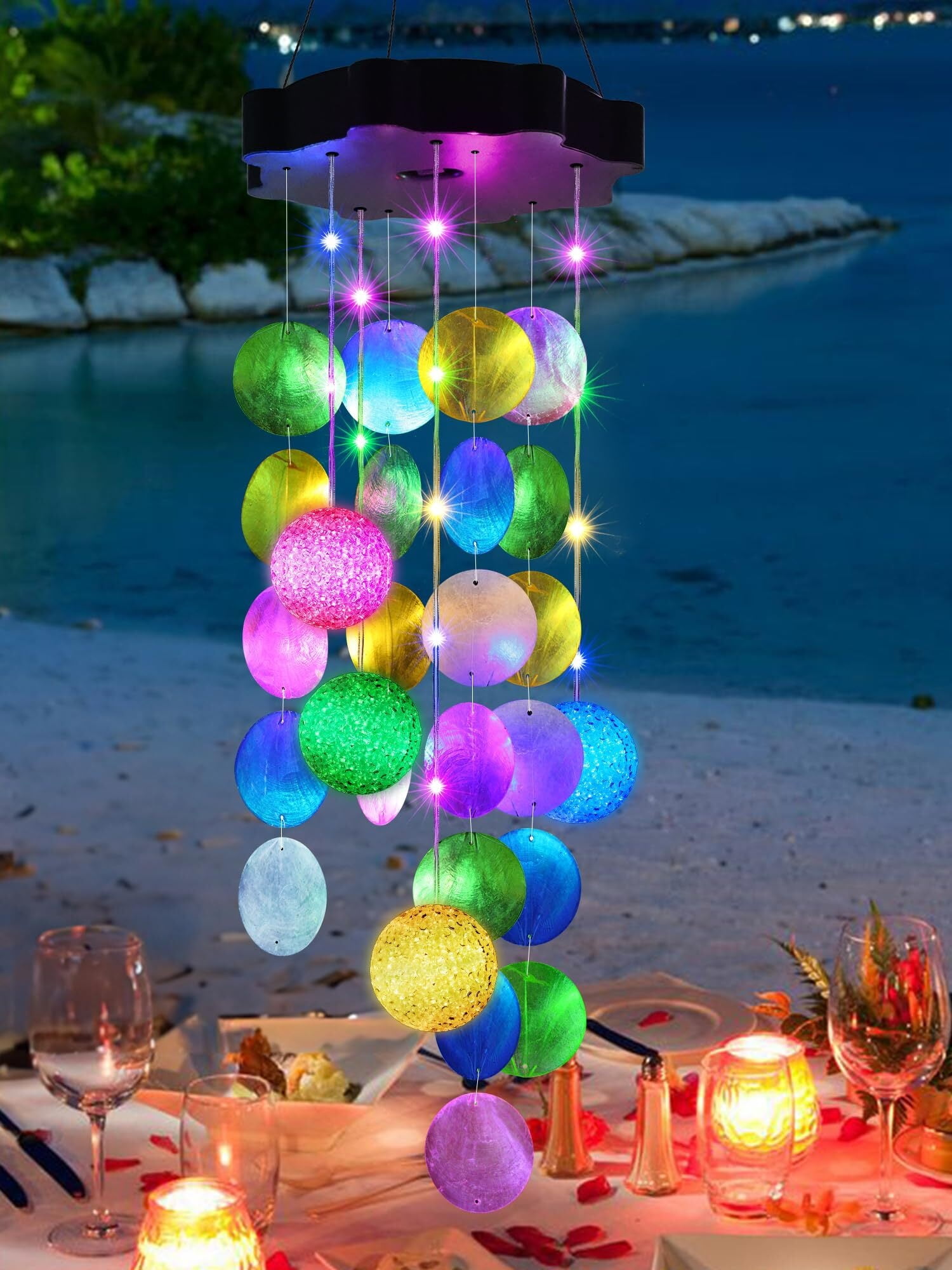 Solar Decorative Lights Outdoor, Colorful Shells Lights Gifts for Mom Grandma Women Wife Girls ...
