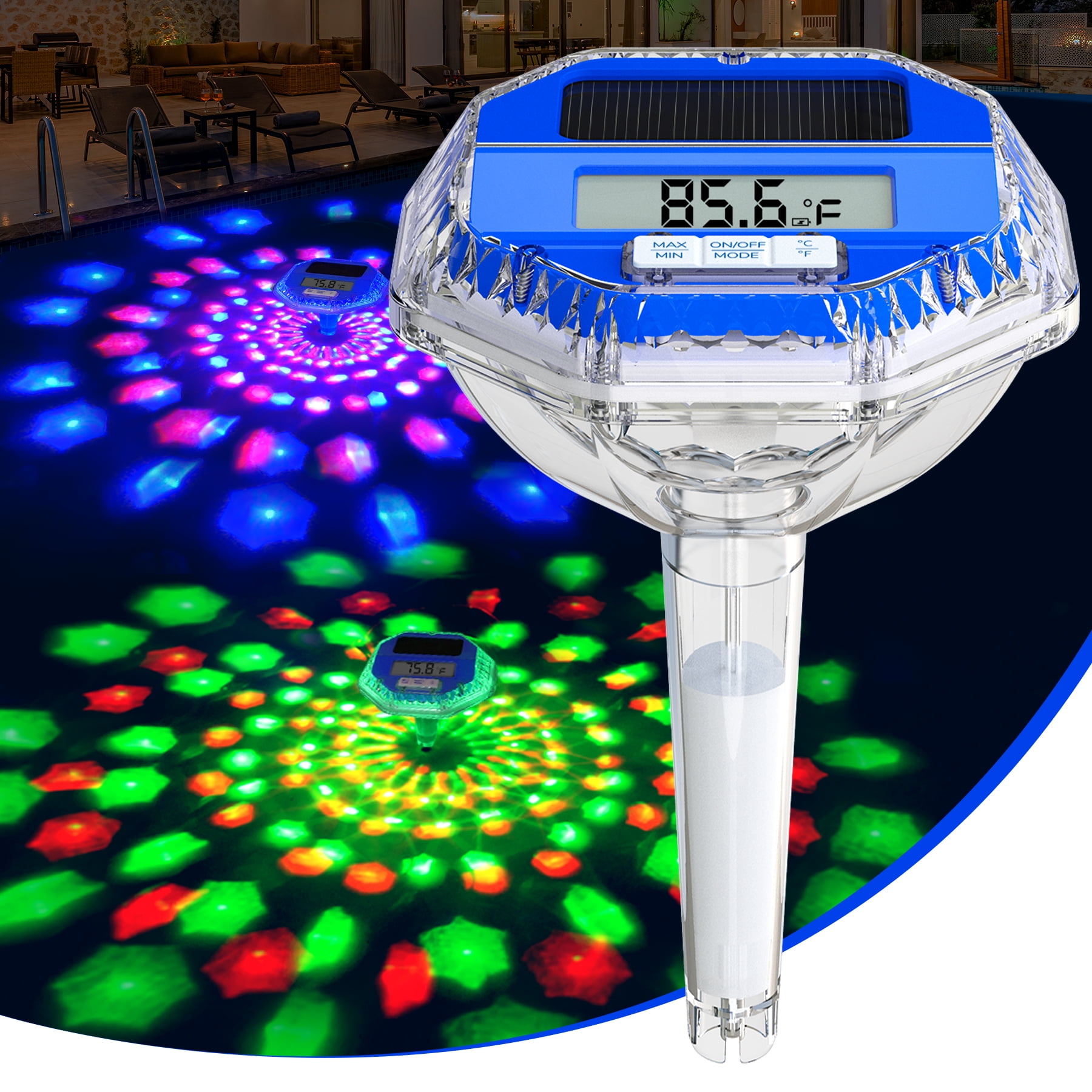 2025 Upgrade Digital Pool Thermometer Floating Easy Read, Solar Pool ...