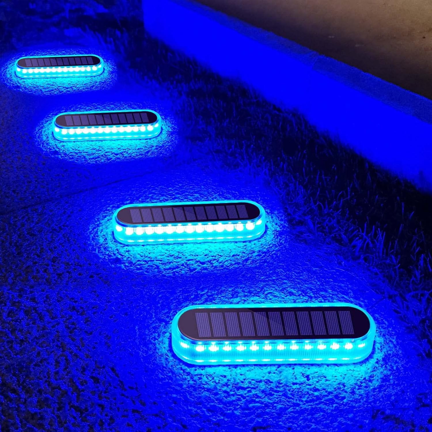 Solar Dock Lights Marine 4-Pack Solar Driveway Lights, 40LM Blue Light ...