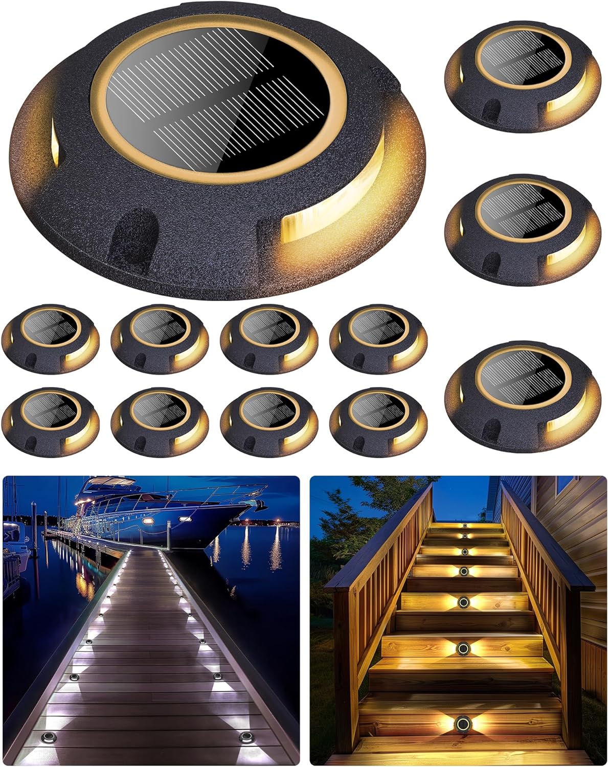 Solar Dock Lights Walkway Decorative Lights Waterproof 12 Pack, 2 ...