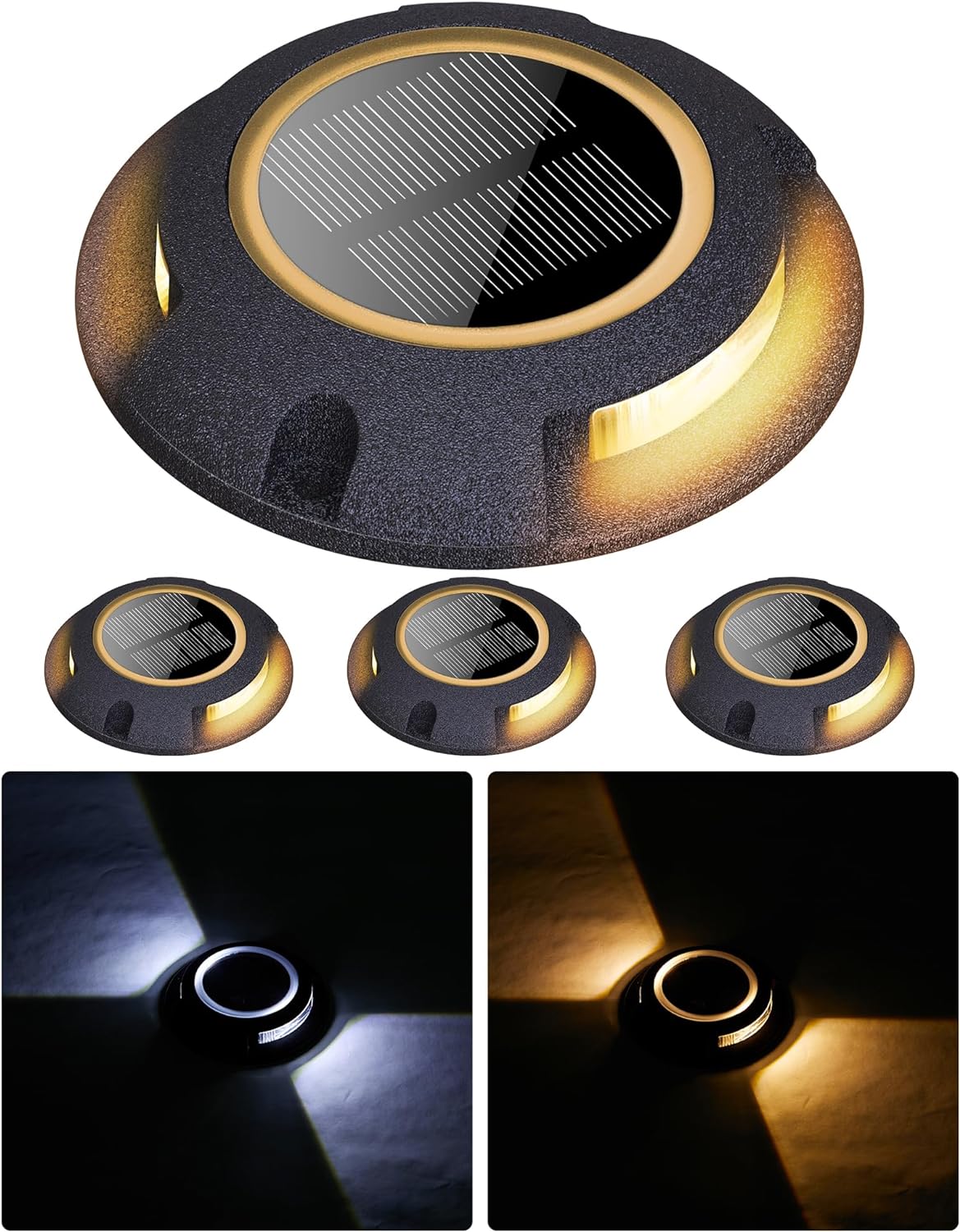 Solar Dock Lights Walkway Decorative Lights Waterproof 4 Pack, 2 Colors ...