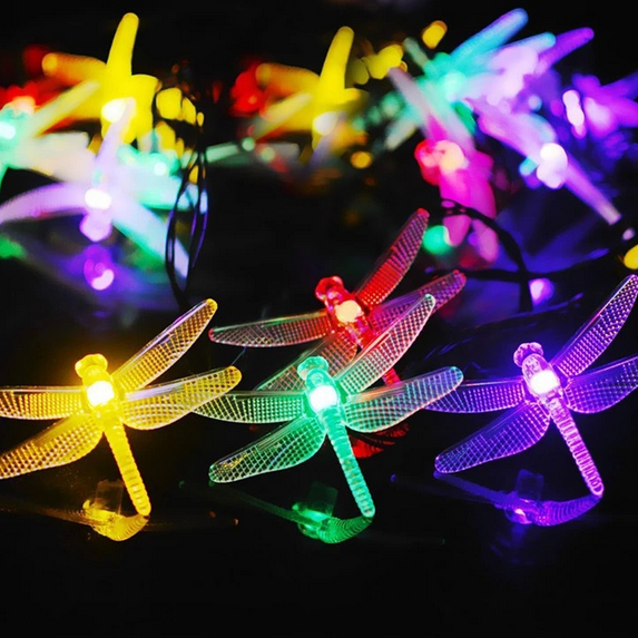 Solar Dragonfly Light Outdoor 50 LED Dragonfly Lights Decorative String ...