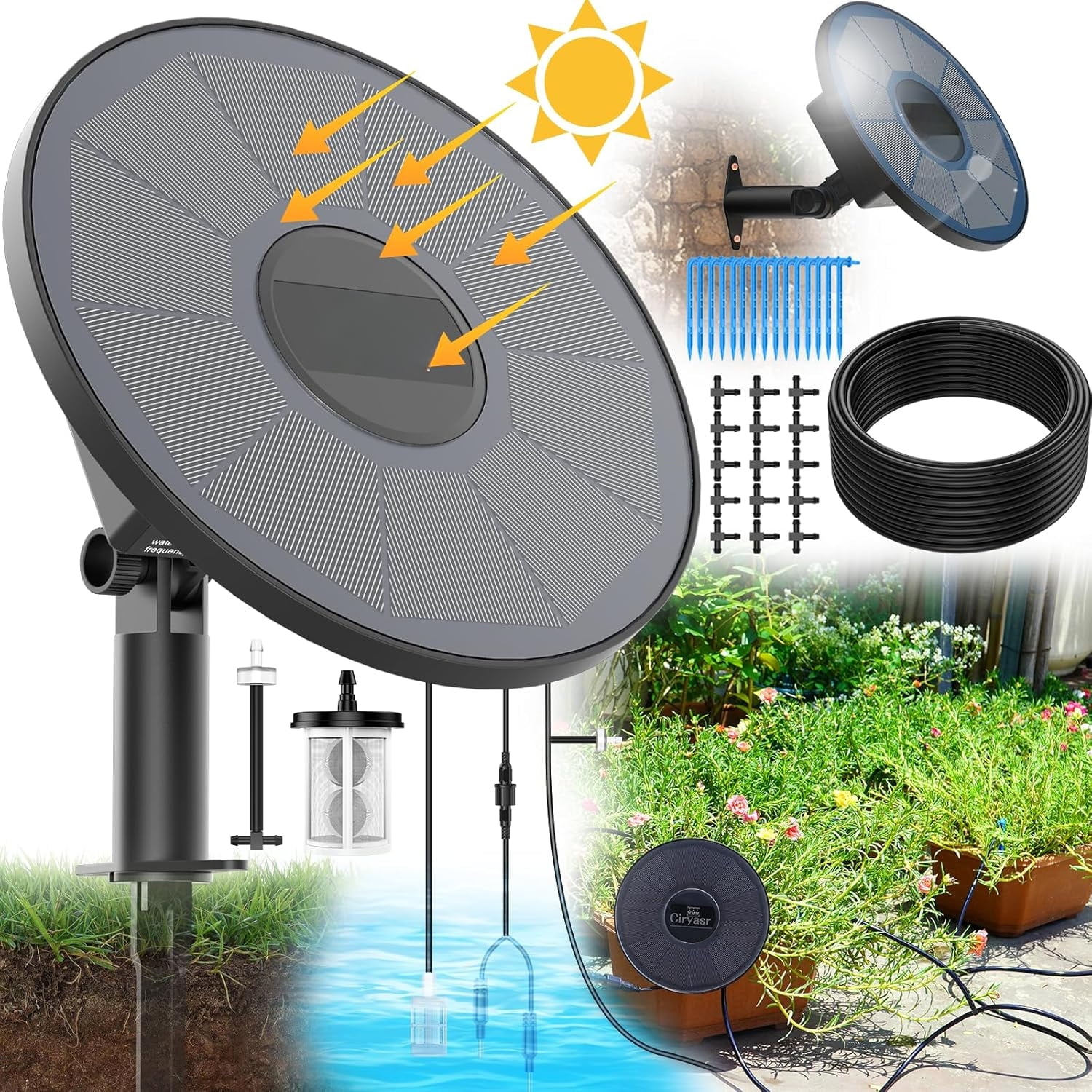 Solar Drip Irrigation System, Automatic Watering System with 2200mAh ...