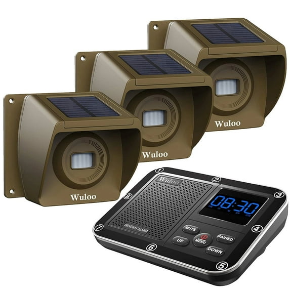 Solar Driveway Alarms Wireless Outdoor 1/3Mile Long Range Weatherproof ...