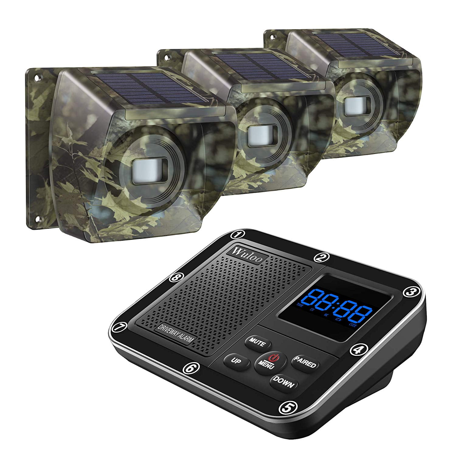 Solar Driveway Alarms Wireless Outdoor 1/3Mile Long Range Weatherproof ...