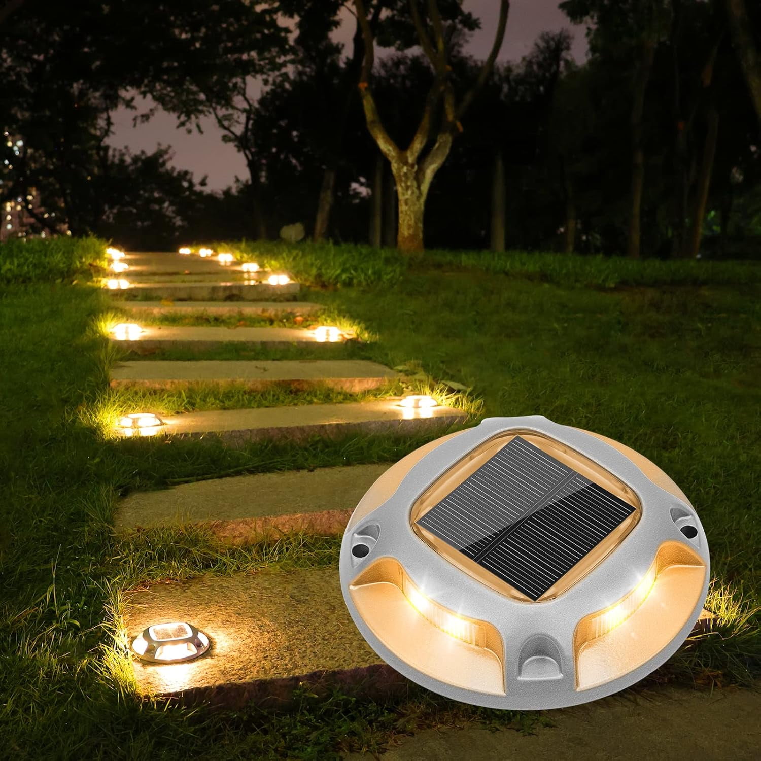 Solar Driveway Lights Dock Marine Lights 8-Pack, 2 Colors in 1, Outdoor ...