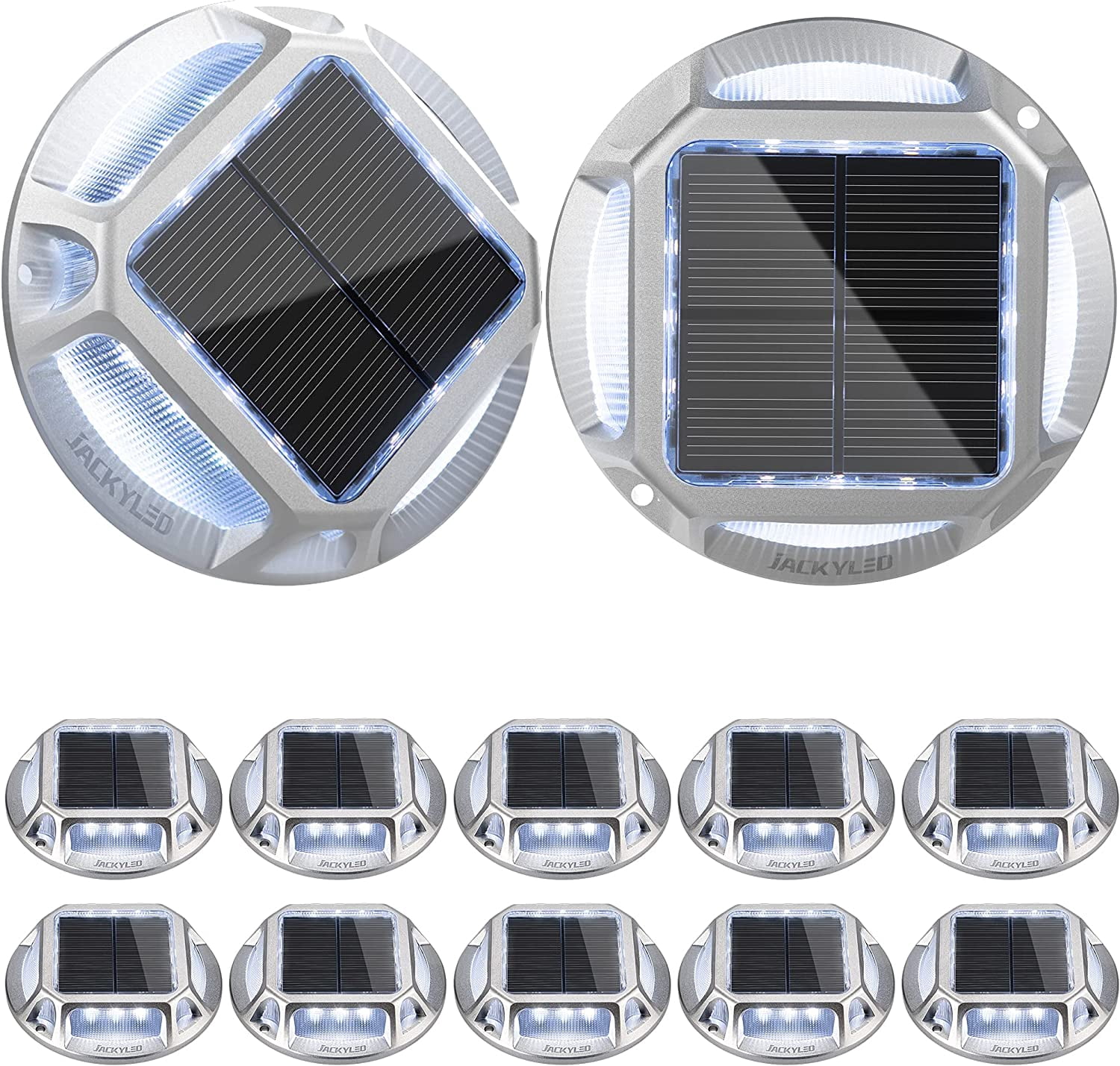 Solar Driveway Marker Lights 12-Pack, Outdoor 12 LED Solar Powered Boat ...