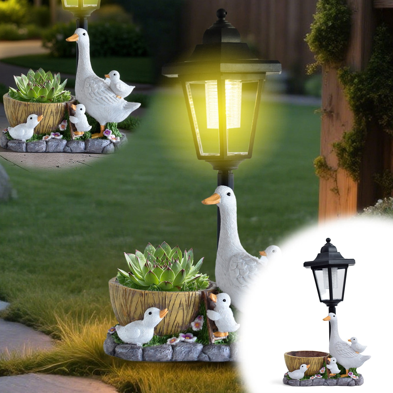 Solar Outdoor Decor, Garden Statue with Solar Lantern Light, Resin Bird ...