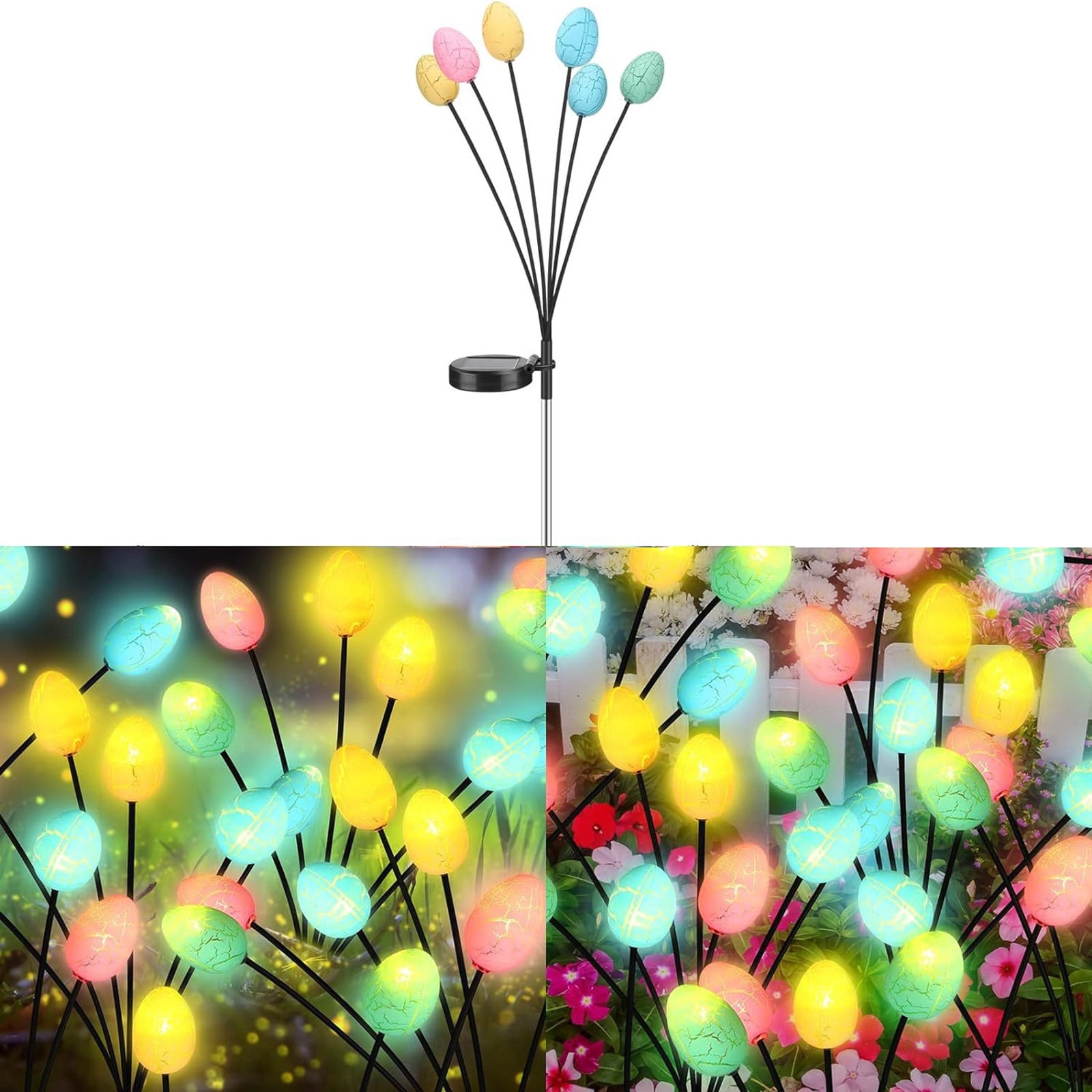 Solar Easter Egg Lights, Multicolor LED Cracked Design Garden Stake ...