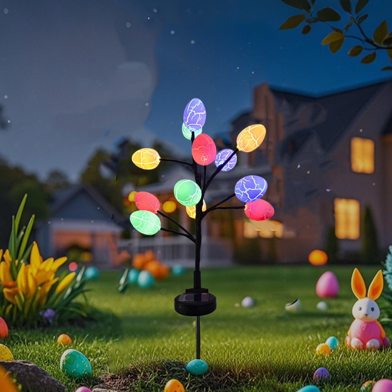 Solar Easter Egg Stake Light Set, 2 Modes LED Egg Street Lights with ...