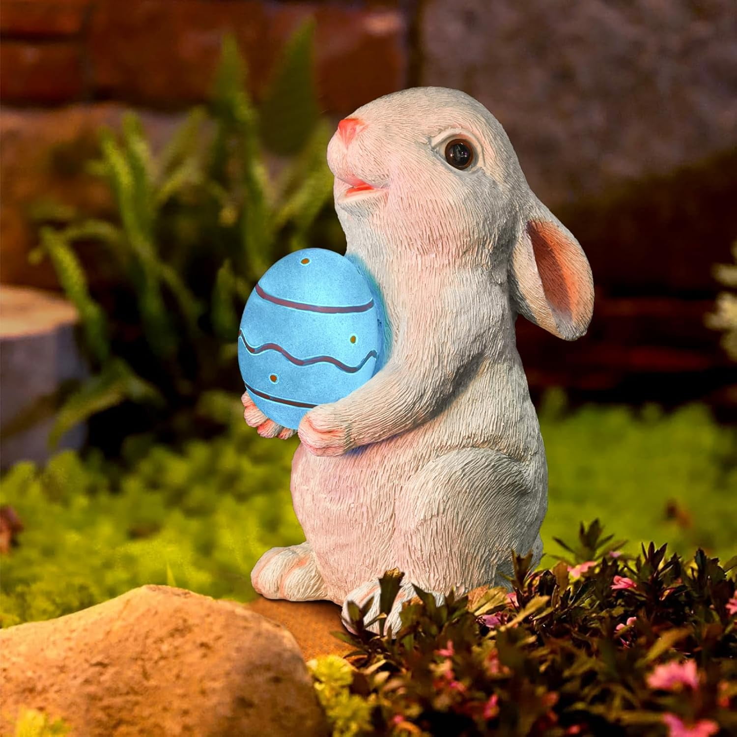 Solar Easter Rabbit Garden Statues Bunny Figurine Outdoor Easter ...