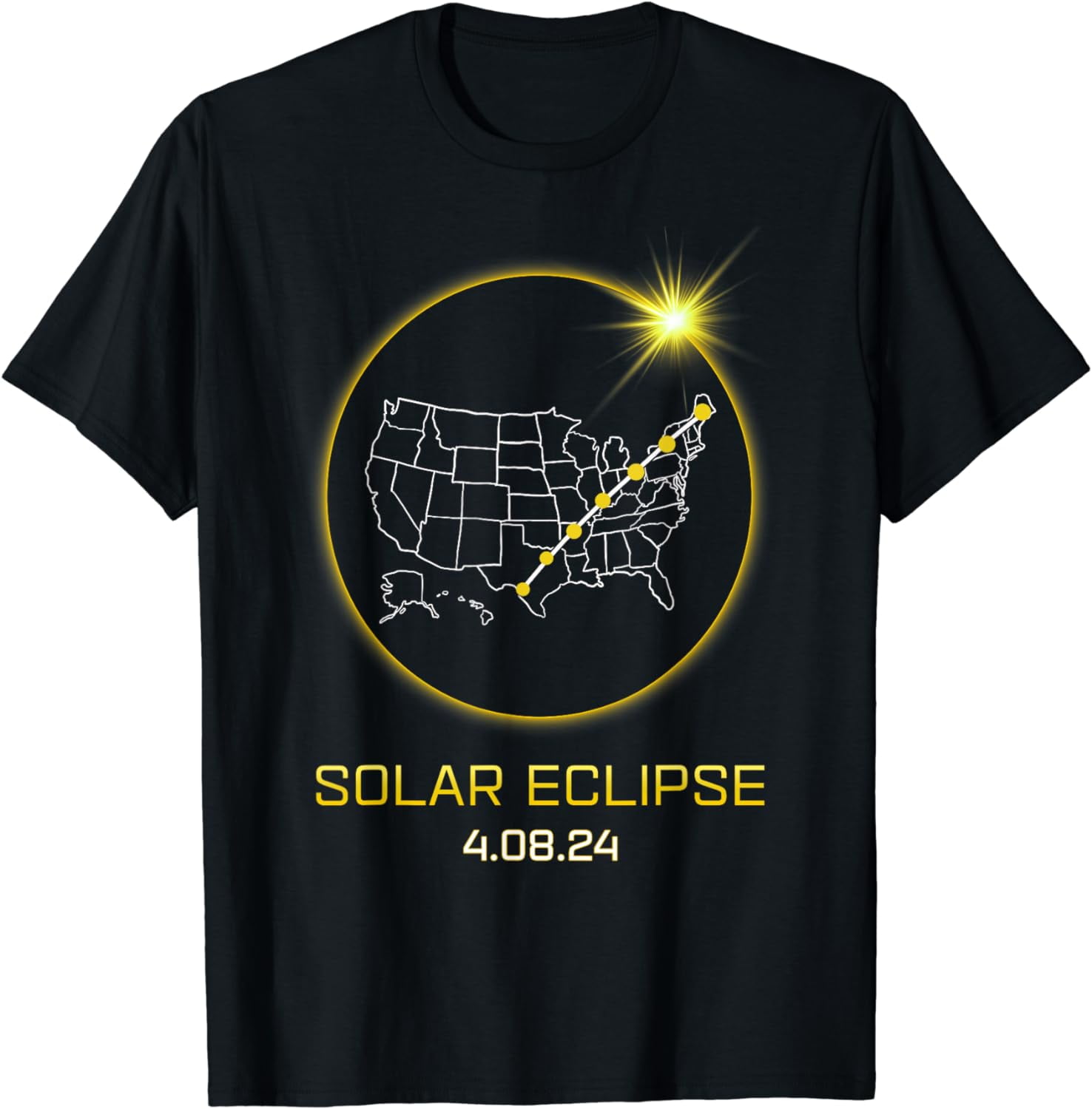 Solar Eclipse 2024 America Totality Path Map April 08 2024 T-Shirt ...