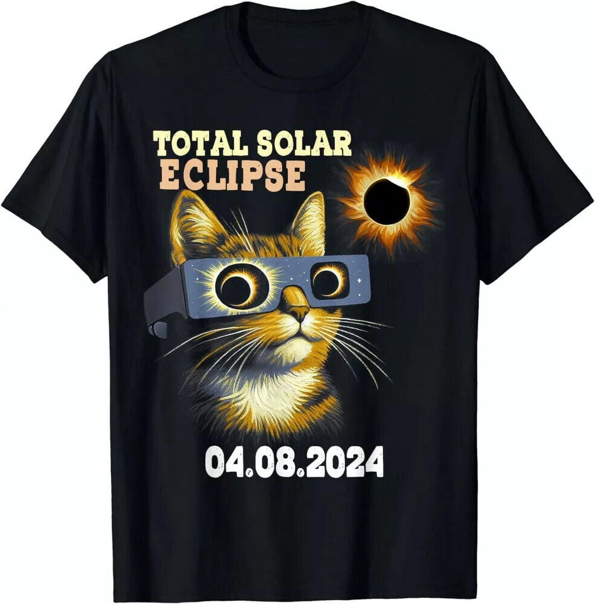 Solar Eclipse 2024 Cat Wearing Solar Eclipse Glasses Unisex T-Shirt ...