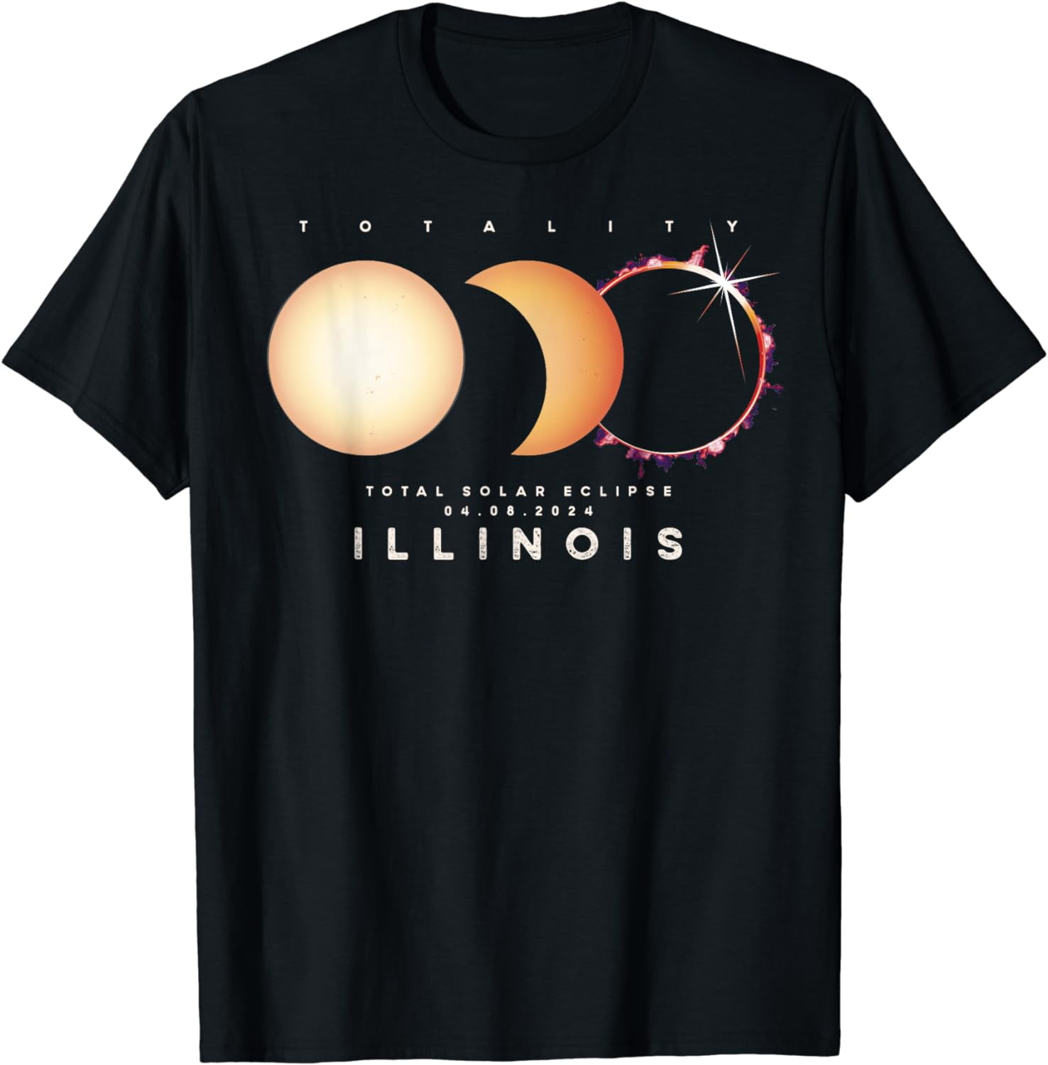 Solar Eclipse 2024 Illinois Total Eclipse American Graphic T-Shirt ...