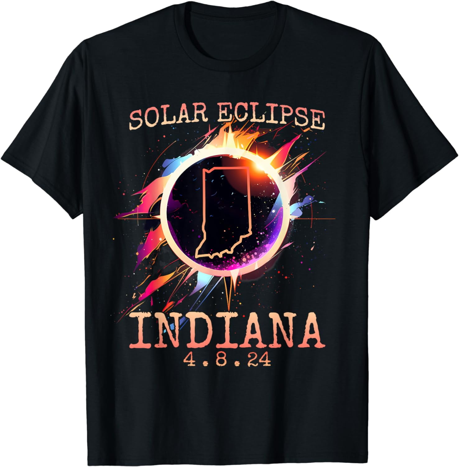 Solar Eclipse 2024 Indiana State Totality USA Path Souvenir T-Shirt ...