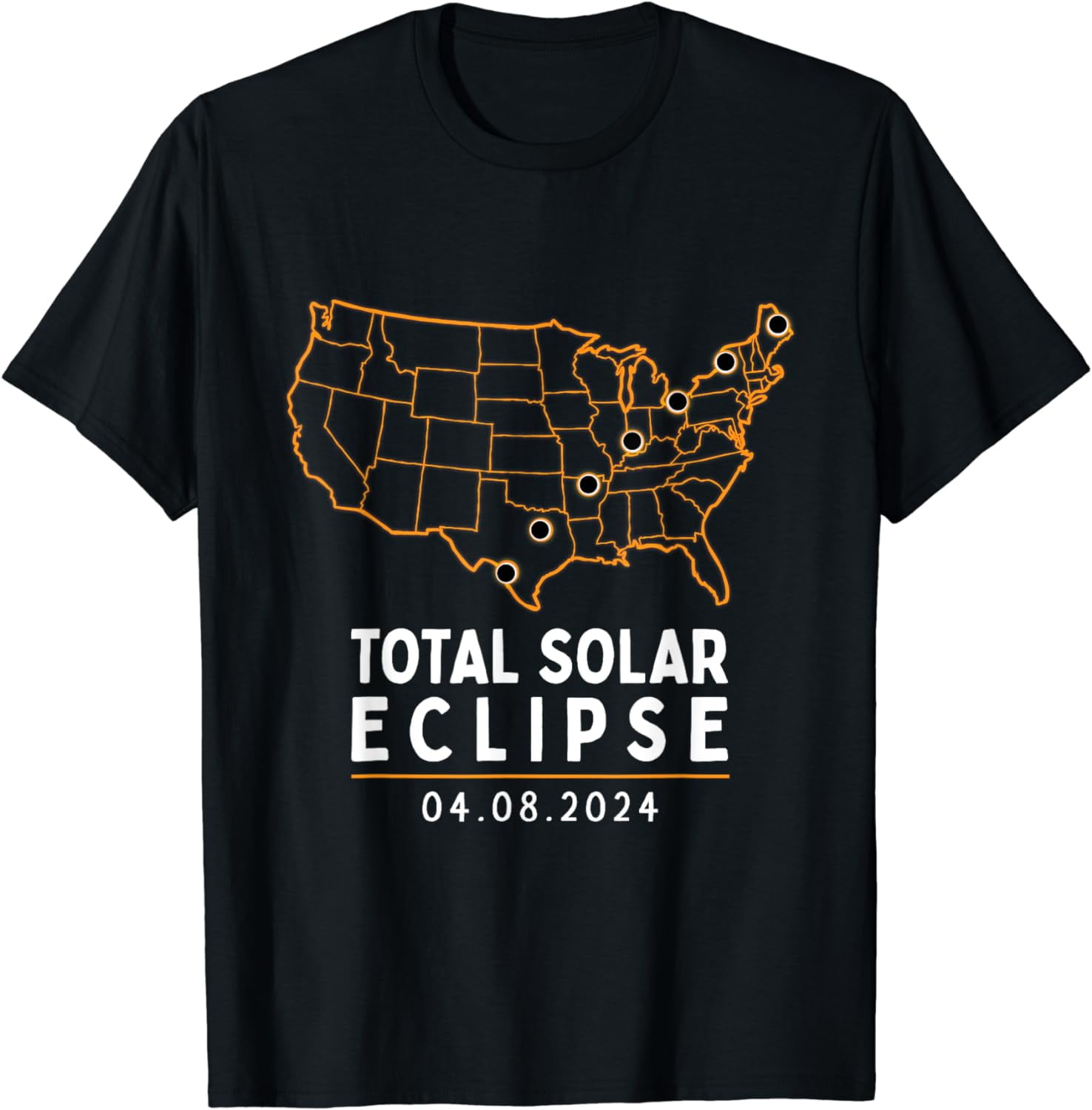 Solar Eclipse 2024 Party America Totality Total USA Map T-Shirt ...