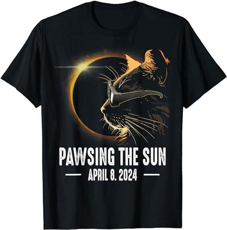 Solar Eclipse Cat Pawsing The Sun Solar Eclipse Glasses Cat T-Shirt ...