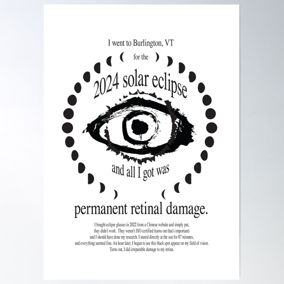 Solar Eclipse Funny Retinal Damage Poster Wall Art, Modern Wall Decor ...