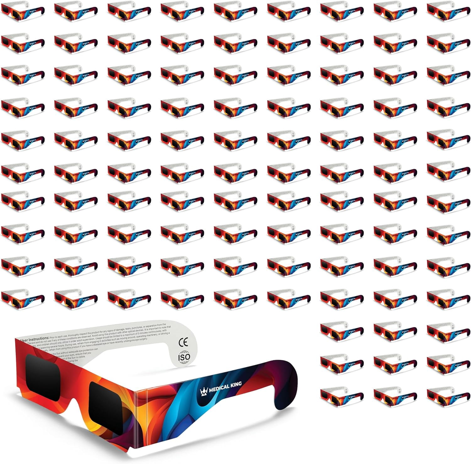 MedicalKingUsa Solar Eclipse Glasses, Pack of 100 - Certified Safe for ...
