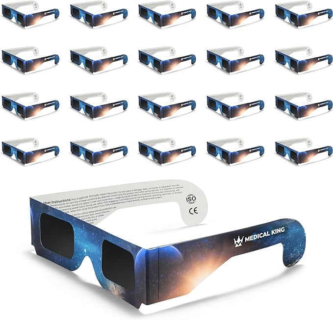 MedicalKingUsa Solar Eclipse Glasses - 20-Pack Safe Solar Filters with ...