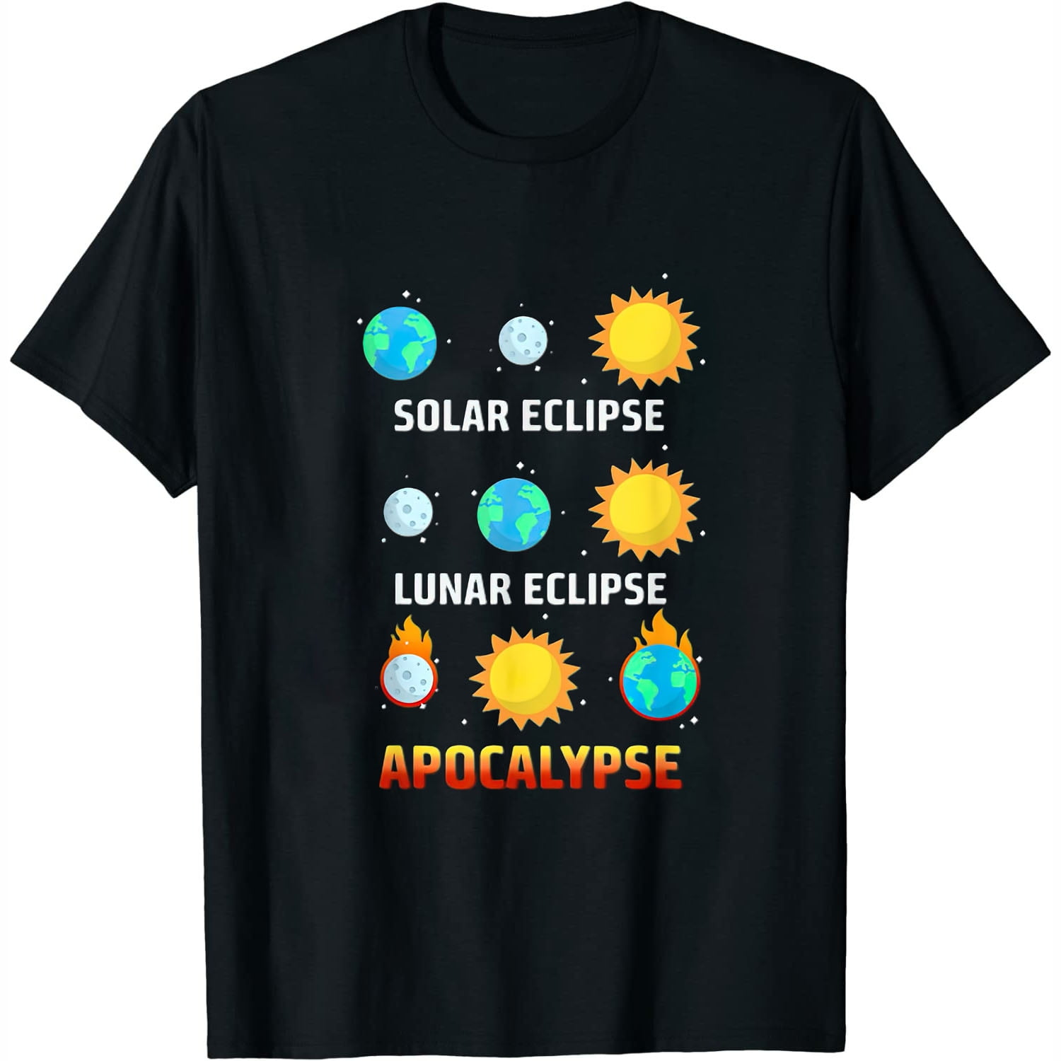 Solar Eclipse Lunar Eclipse Apocalypse Terra Moon Sun Womens T-Shirt ...