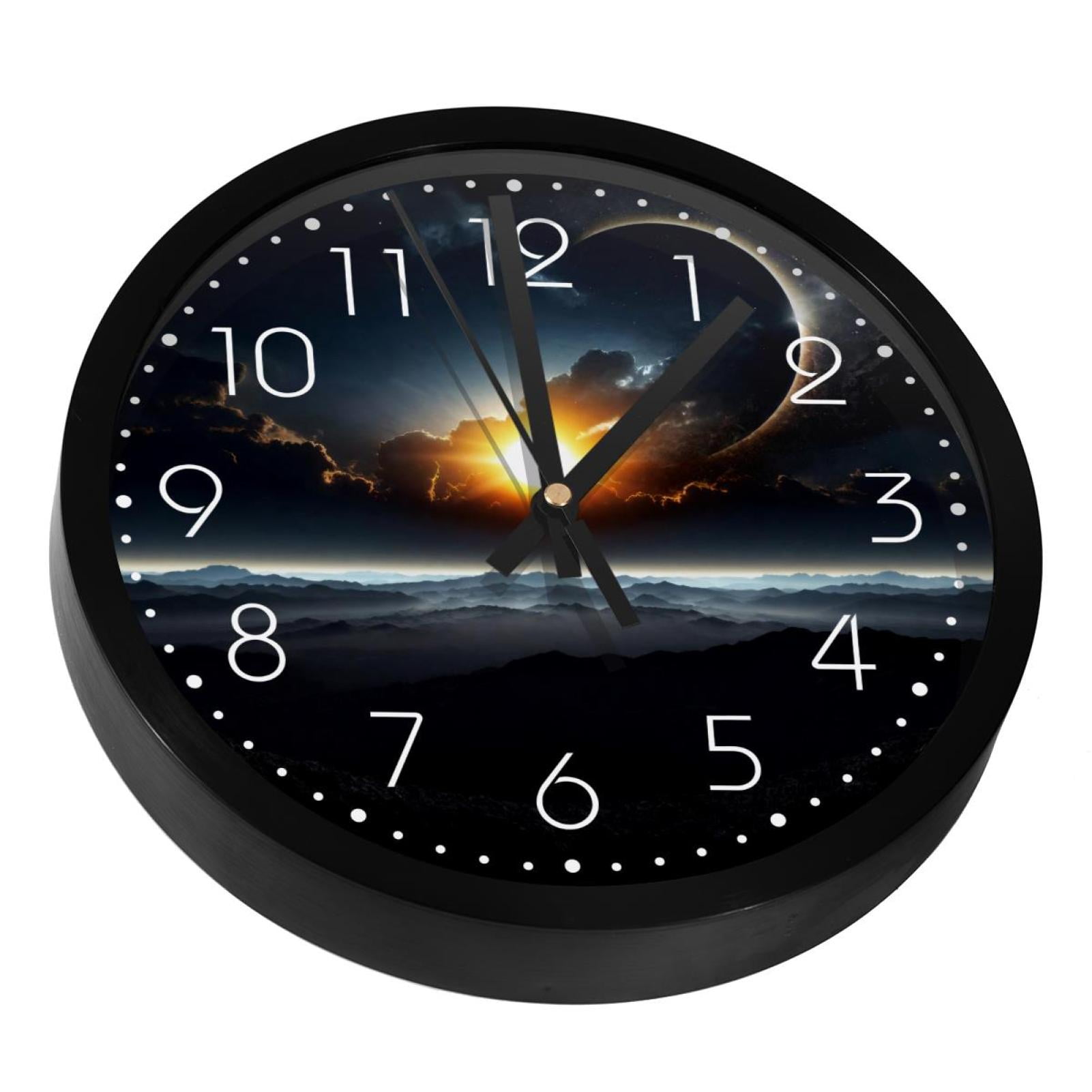 Solar Eclipse Sky Silent Wall Clock, Non Ticking Battery Operated 9.8 ...