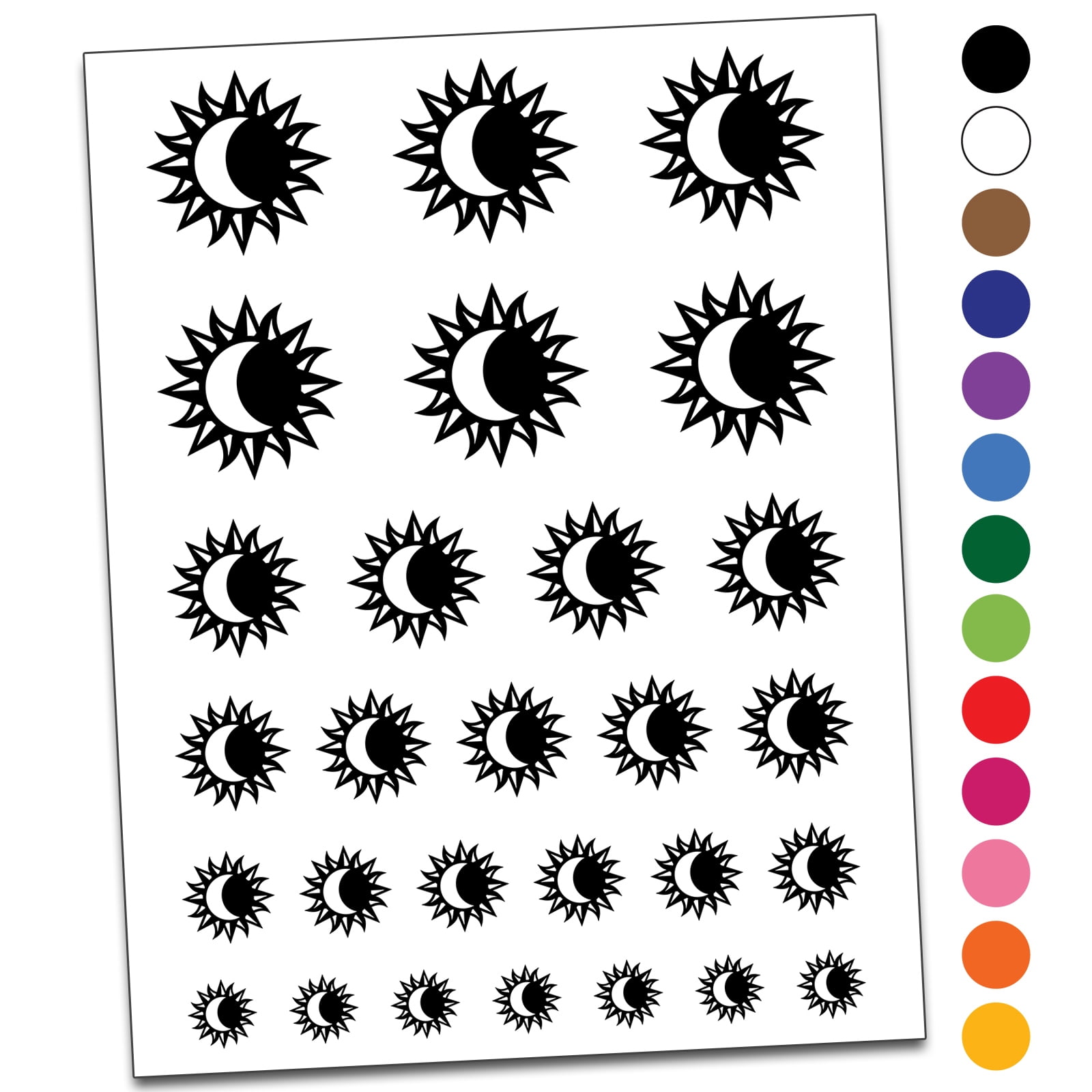 Solar Eclipse Sun Moon Water Resistant Temporary Tattoo Set Fake Body ...
