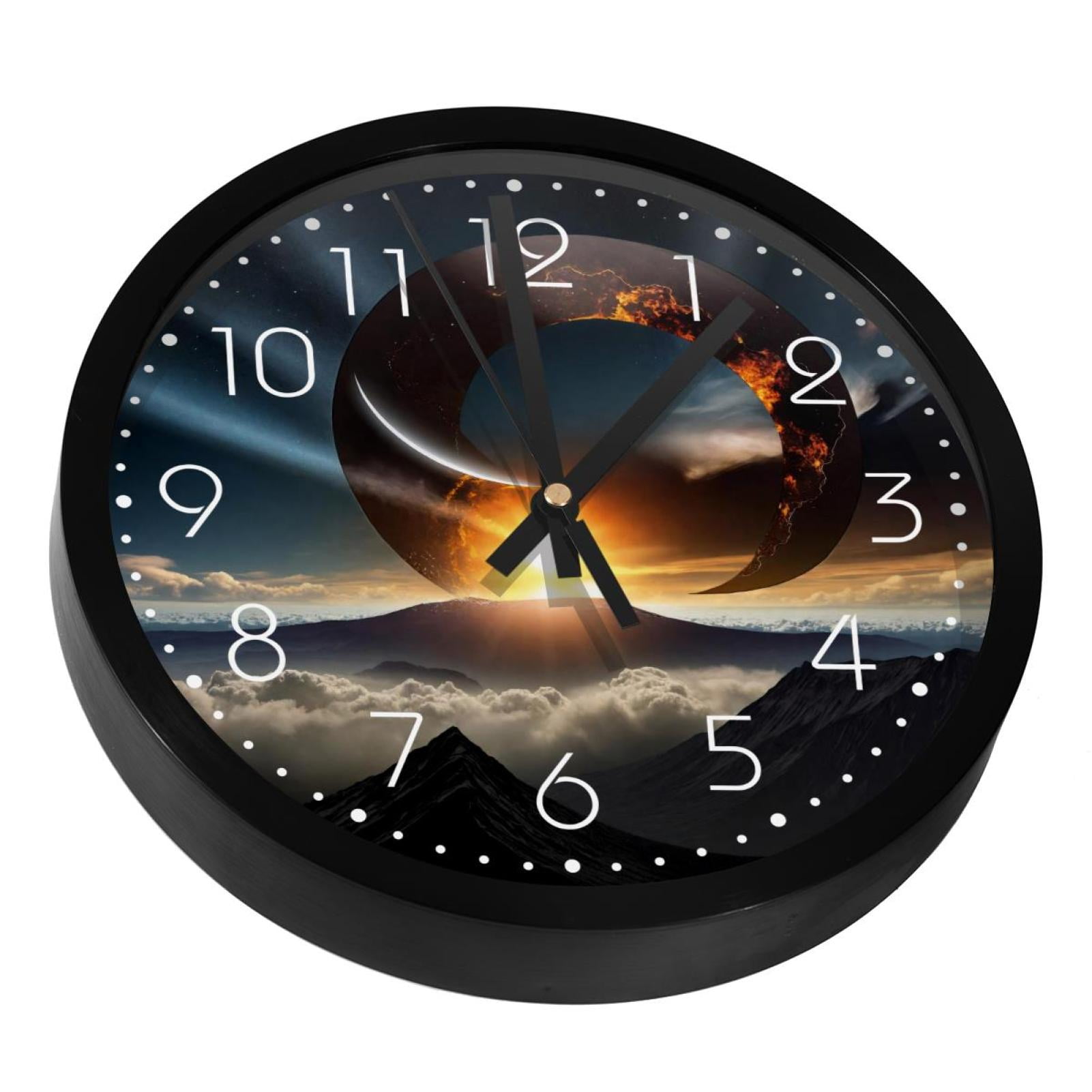 Solar Eclipse on Cloud Silent Wall Clock, Non Ticking Battery Operated ...