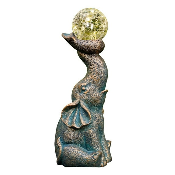 Solar Elephant Statue: Garden Decor Sculpture with Auto On/ Lights for ...