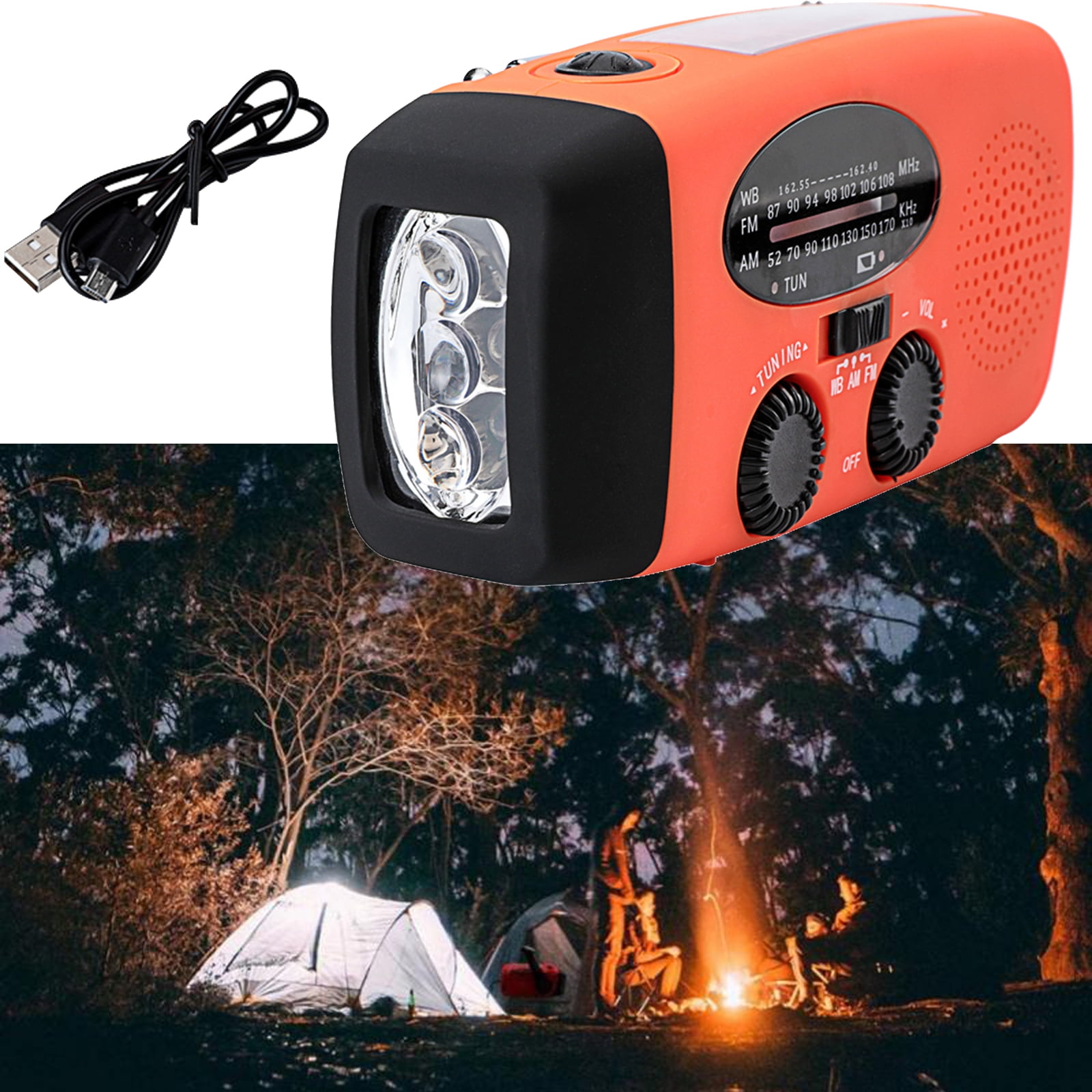 Solar Emergency NOAA Weather Radio Dynamo Hand Crank Self Powered AM FM ...