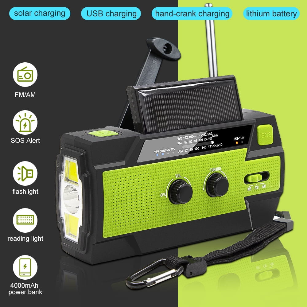 Solar Emergency Radio, DFITO Hand Crank Solar Radio W/Reading Lamp, LED ...