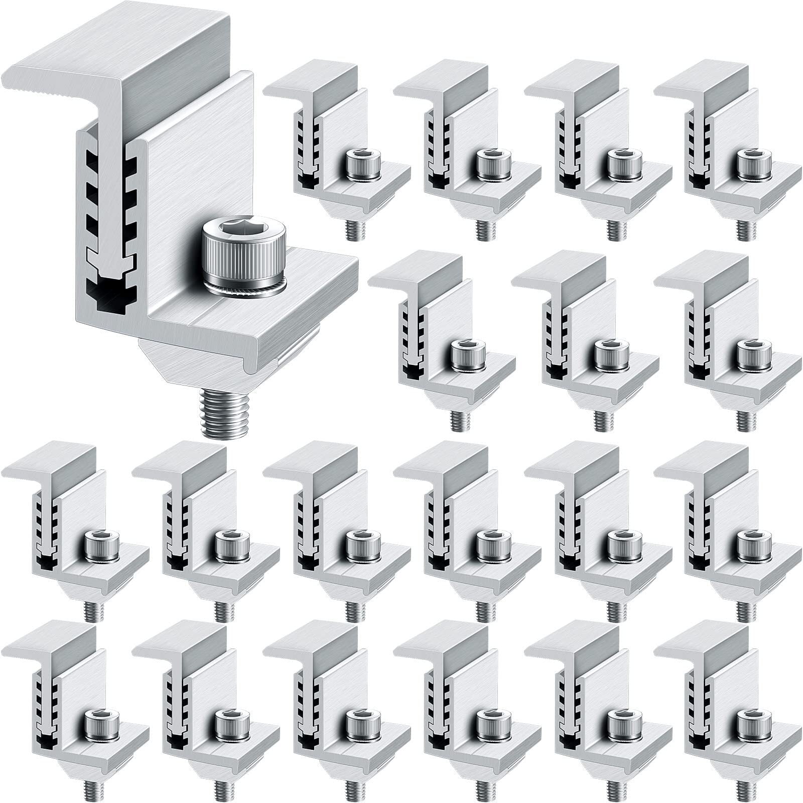 Solar End Clamp Solar Panel Mounting Z Bracket Mid Clamps Aluminum Rail ...