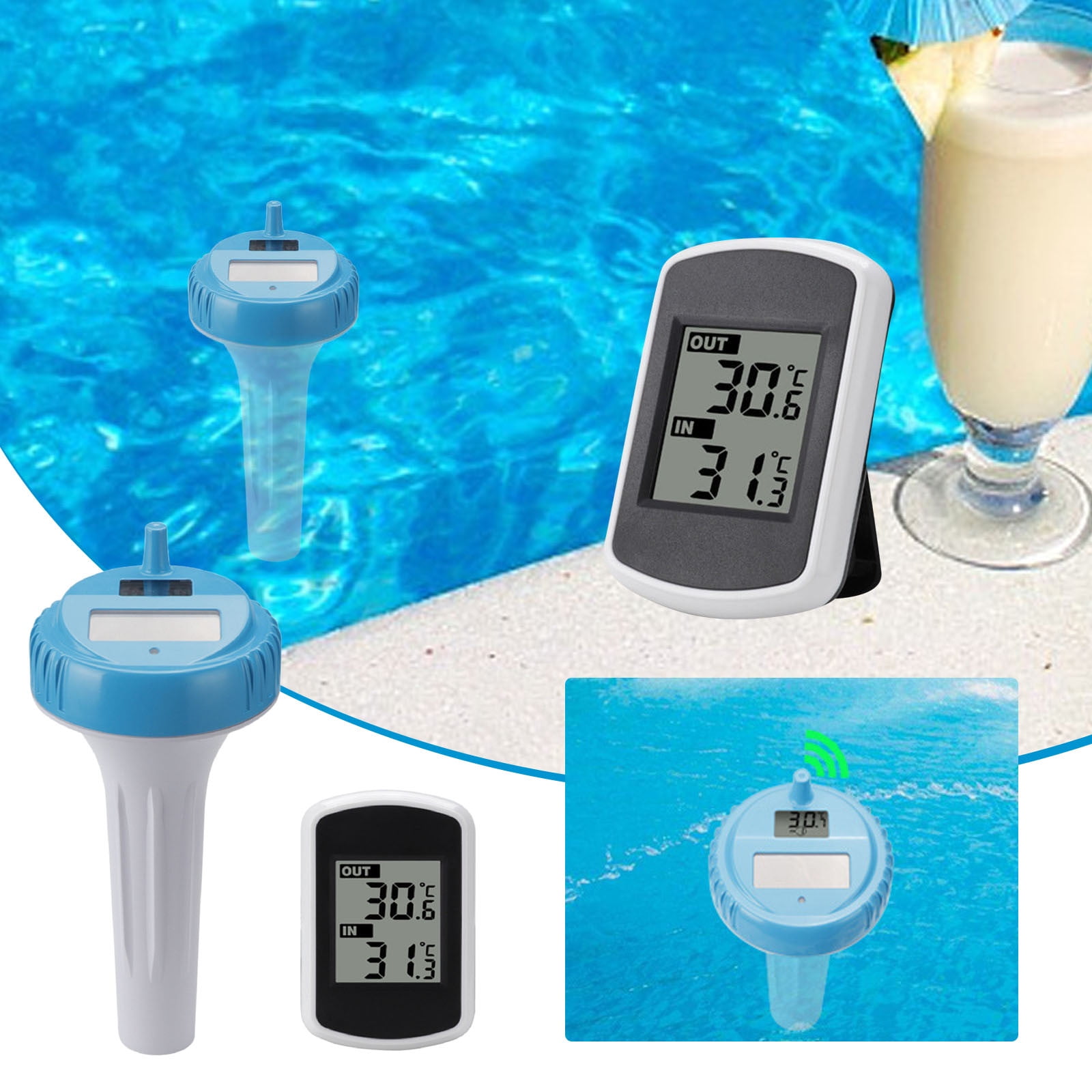 Solar Energy Wireless Pool Remote Floating Thermostat With Sensor And ...