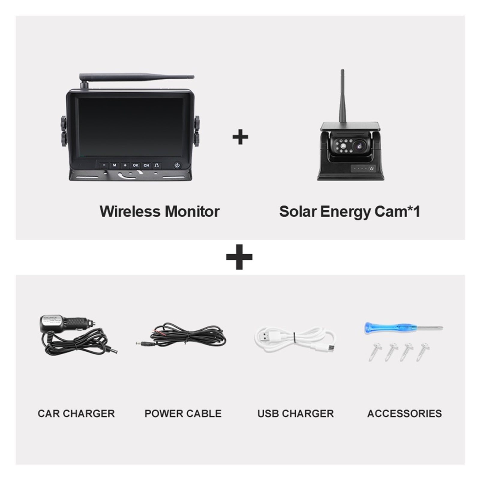 Solar Energy Wireless Reverse Backup Camera With AHD 7" Rear View DVR ...