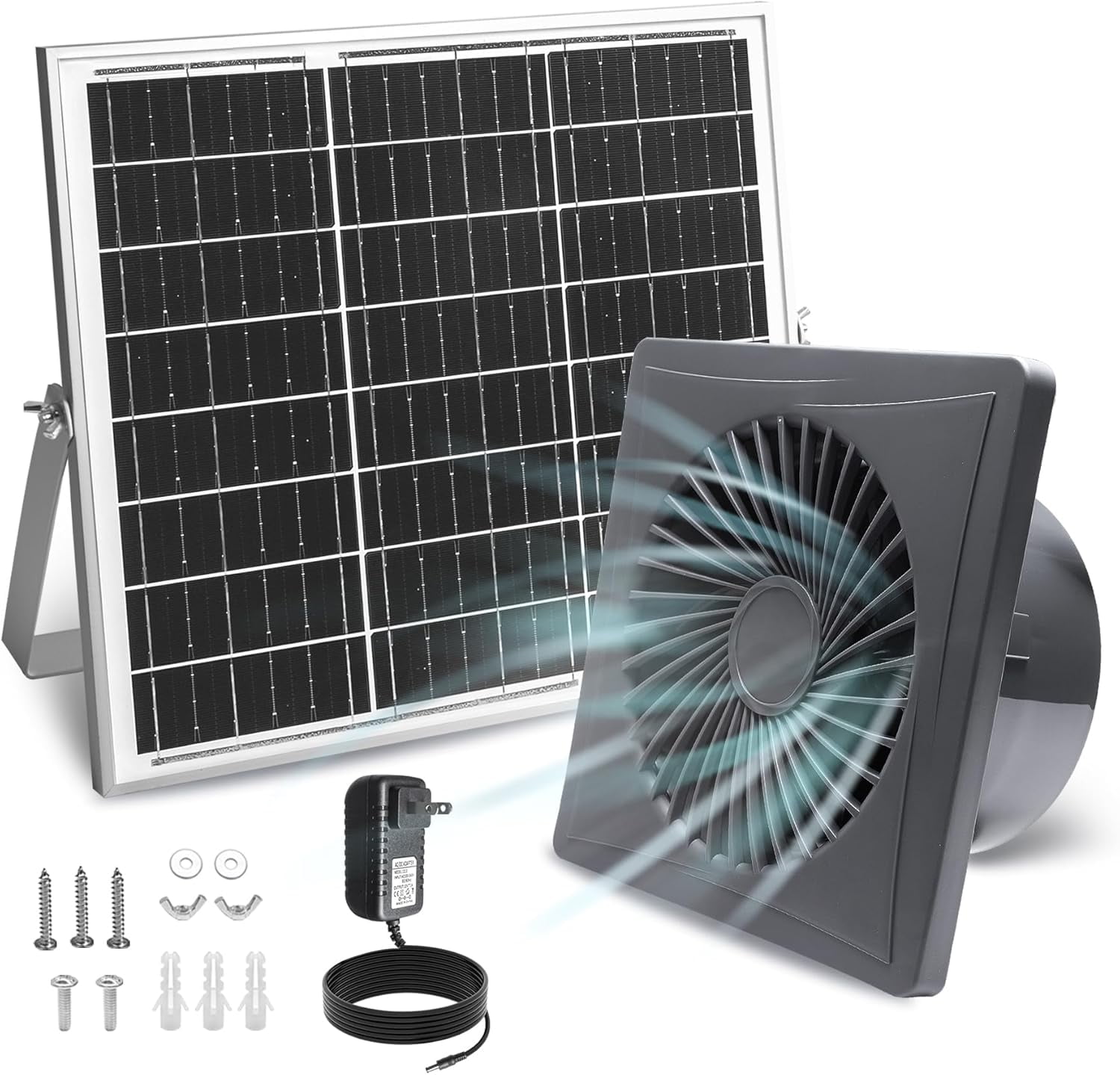 Solar Exhaust Fan, 25W Solar Panel + 8" Ventilation Vent Fan, with ...