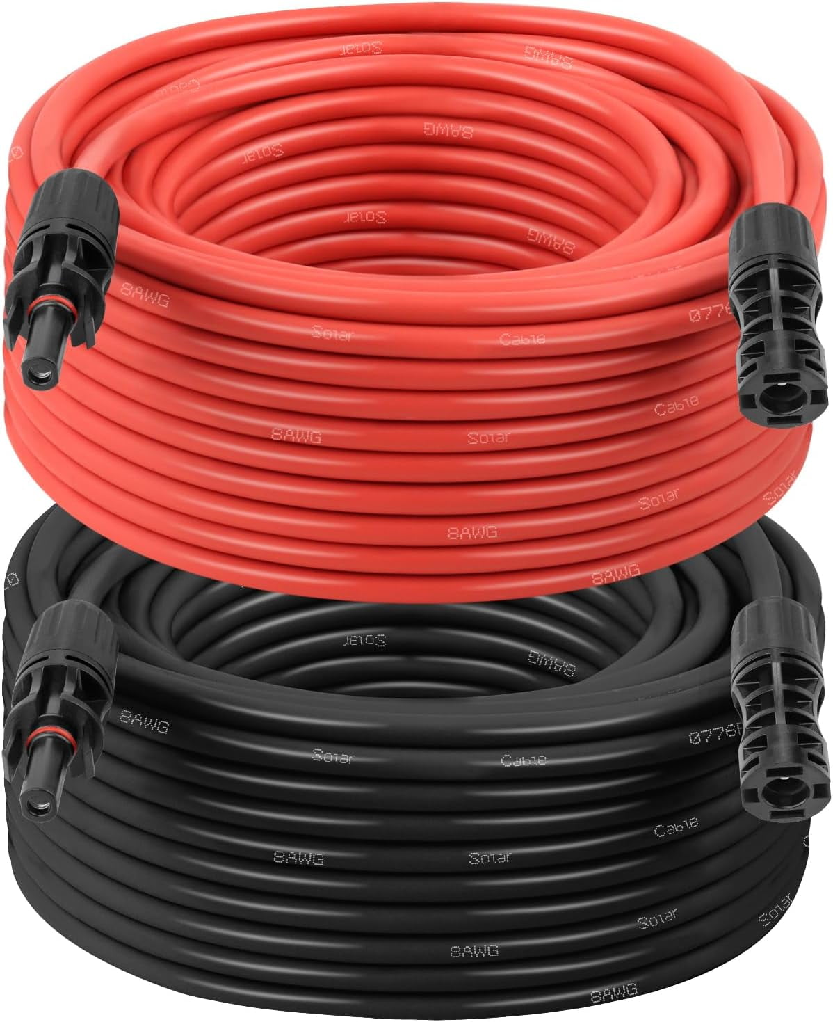 Solar Extension 8AWG 50FT 2- (Red + Black), PV Wire with Male/Female ...