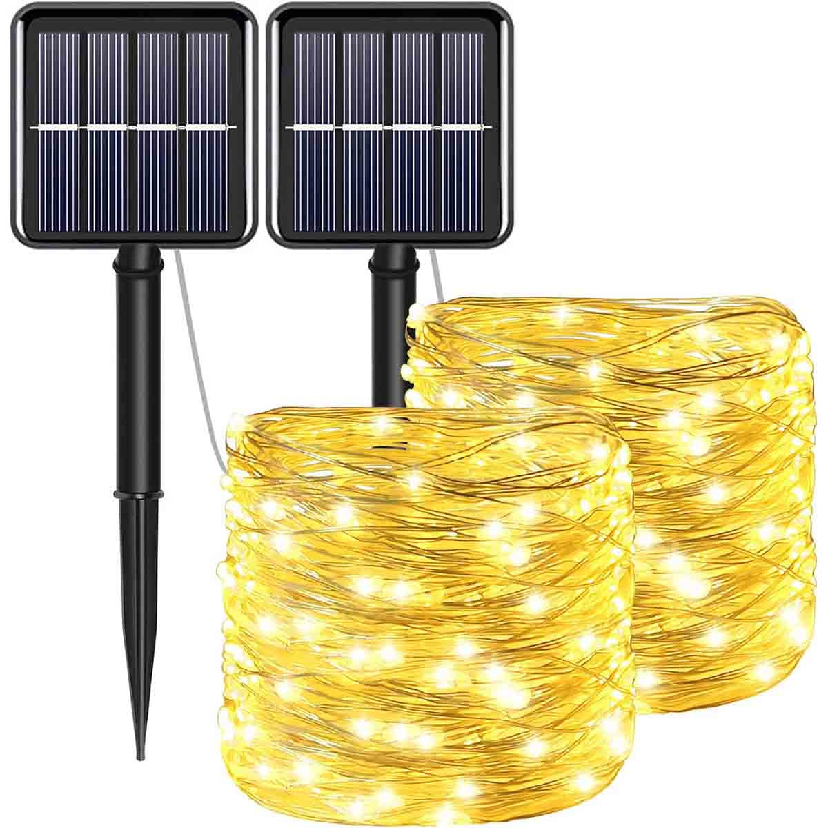 Solar Fairy String Lights, 1-2-Pack Each 39FT 100 LED Outdoor Twinkle ...