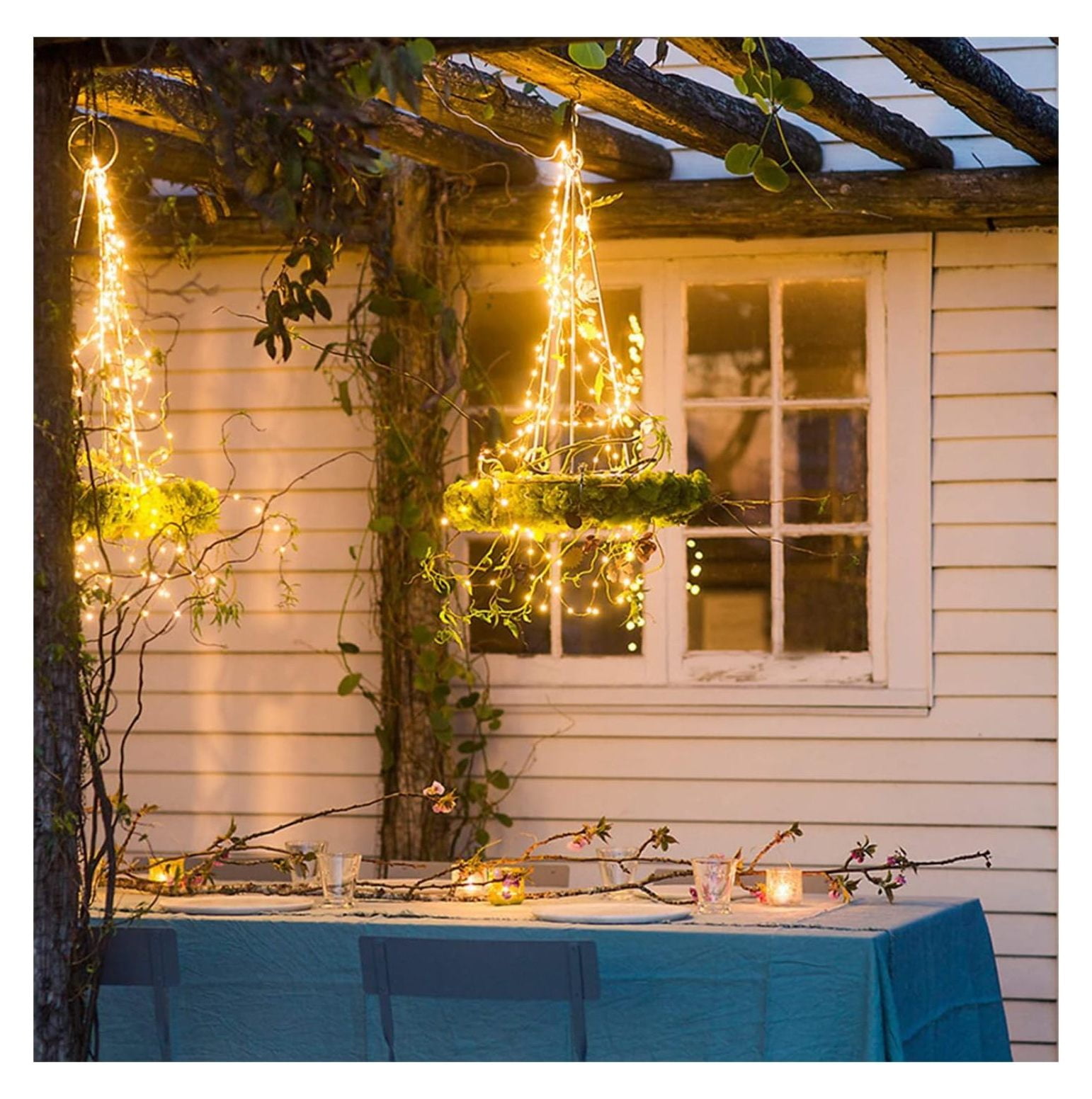 Solar Fairy String Lights Bunch Light 300 LED 15 Branch Warm White ...