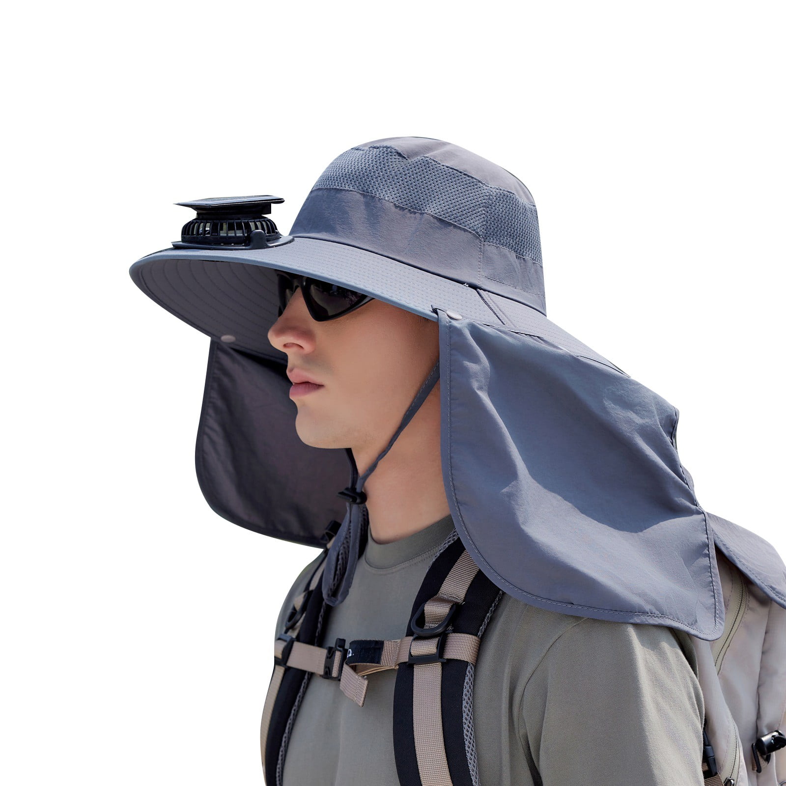 Solar Fan Bucket Hat for Men Women UPF50+ Sun Wide Brim Outdoor Sports ...