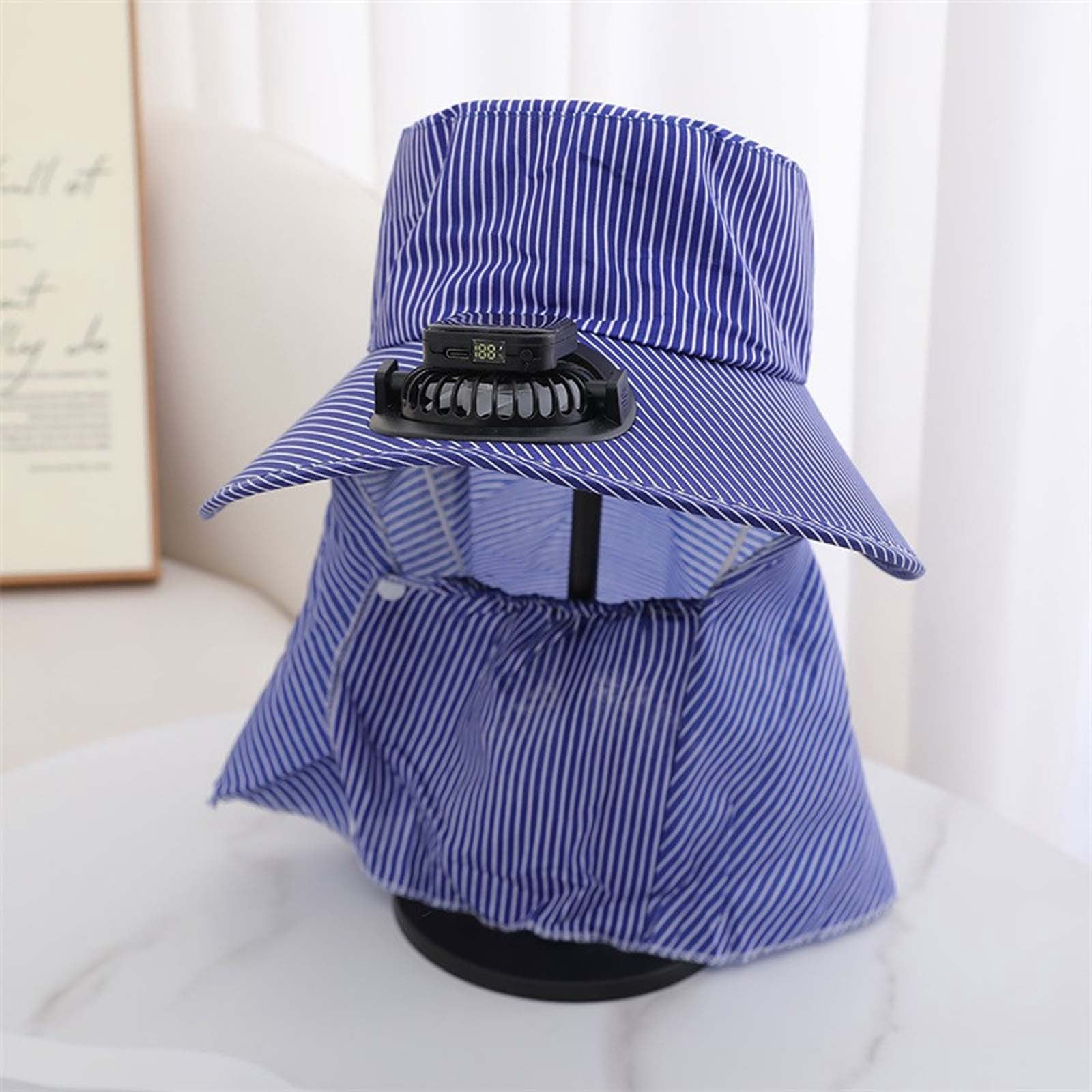 Solar Fan Bucket Hat For Men Women UPF50+ Sun Wide Brim Outdoor Sports ...