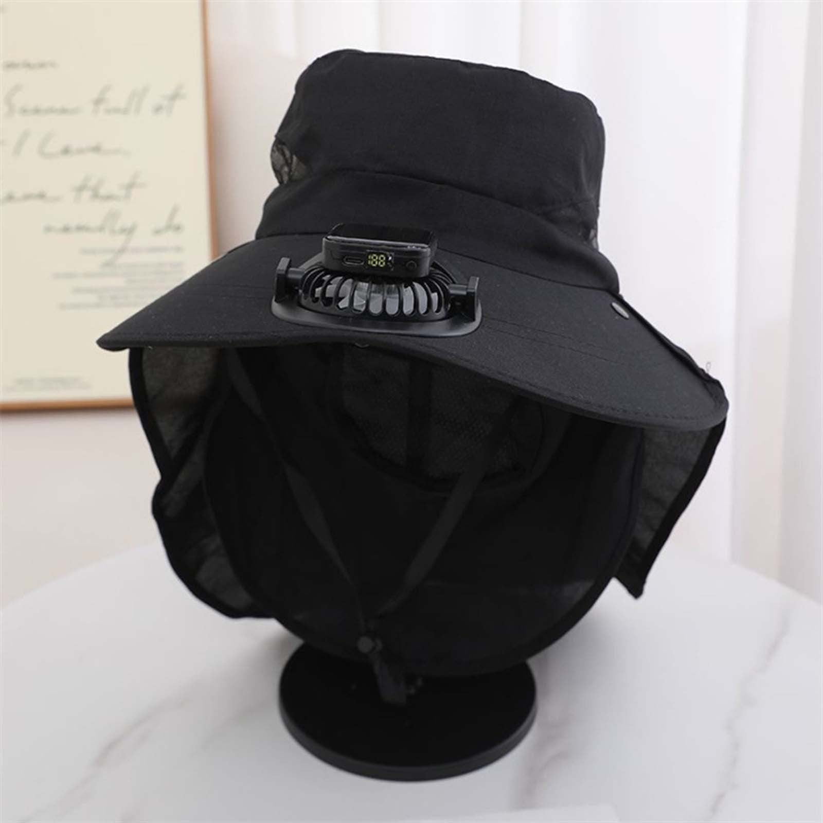 Solar Fan Bucket Hat For Men Women UPF50+ Sun Wide Brim Outdoor Sports ...
